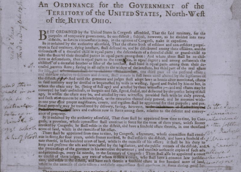 The Northwest Ordinance in 1787 and Admitting New States to the Union